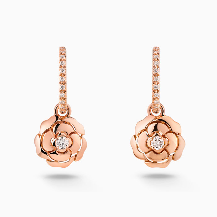Earrings CHANEL Extrait de Camelia rose gold with diamonds RABAT Jewels Ref. P109900299